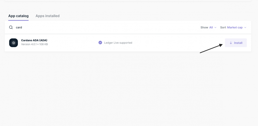 Tạo account Cardano (ADA) trên Ledger live